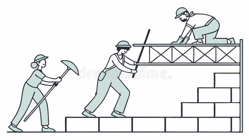 Construction Workers Lifting a Beam Illustration, Teamwork, Labor ...