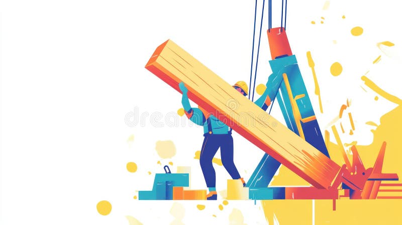 Two Workers Lifting Heavy Box with Shoulder Moving Straps. Stock Vector ...