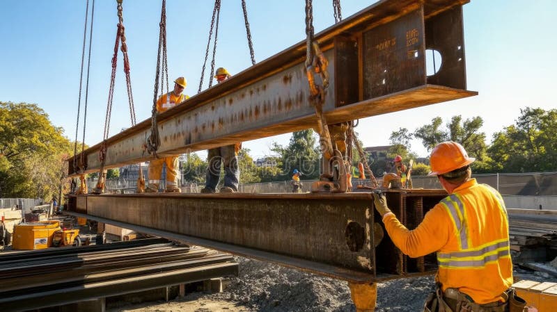 Two Construction Workers on a Steel Beam Stock Illustration ...