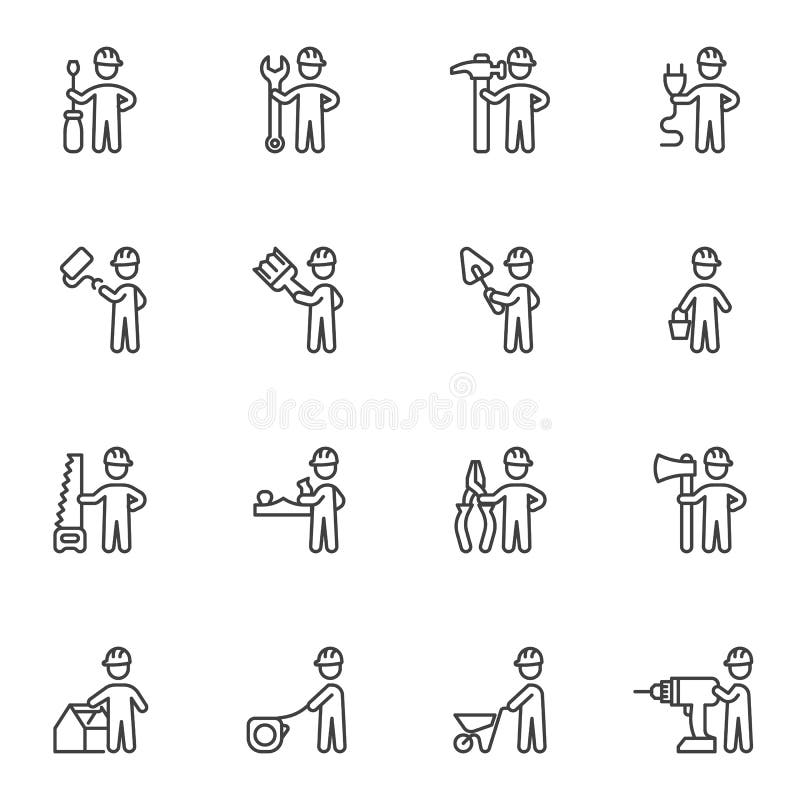 Construction Workers Outline Stock Illustrations – 538 Construction ...