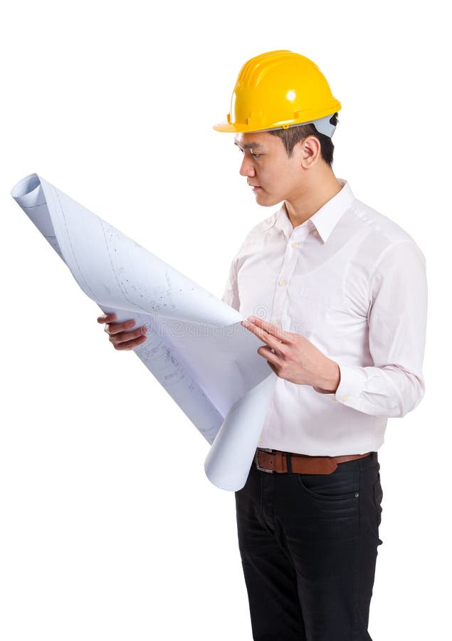 Construction Workers Looking at Layout Drawing Stock Photo - Image of ...