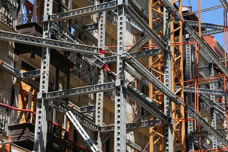 Metallic Structure of a Building Under Construction Stock Image - Image ...