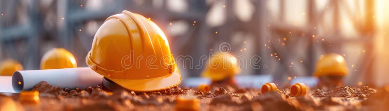 Construction Workers with Blueprints Planning, Building, and ...