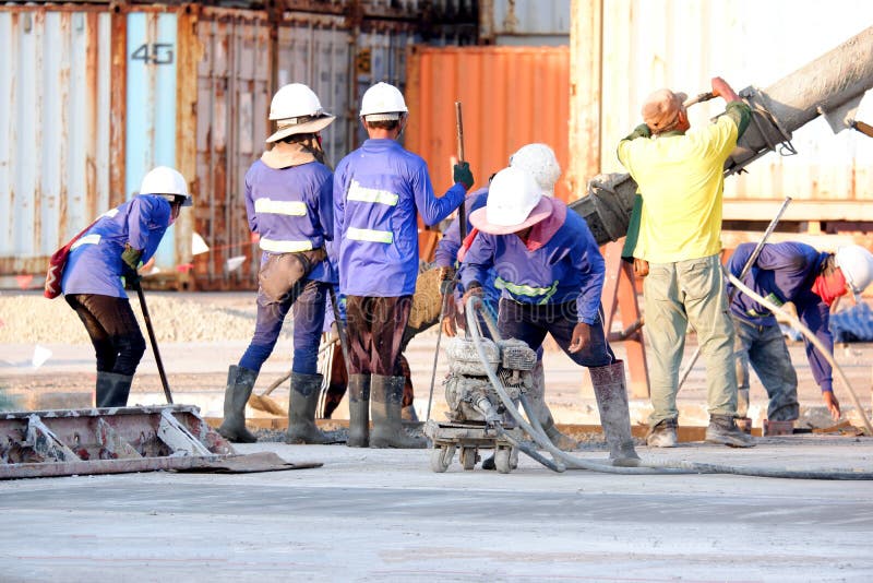 Construction Workers are Mixing Cement Editorial Stock Photo - Image of ...