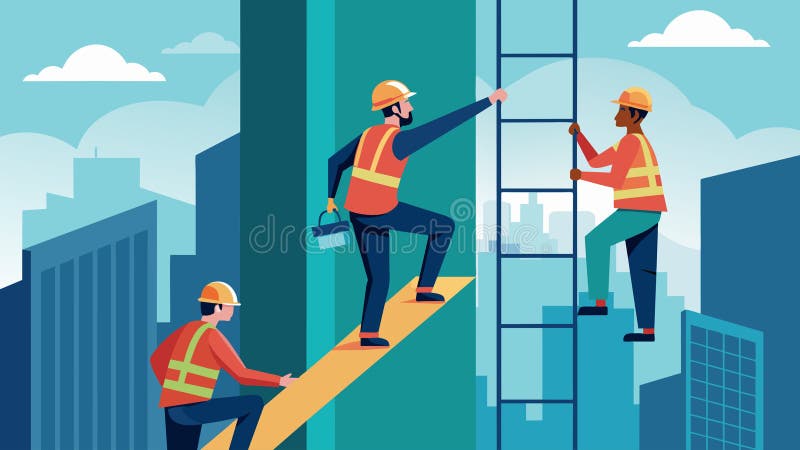 Construction Workers Navigate Their Way Up the Core of the Skyscr ...