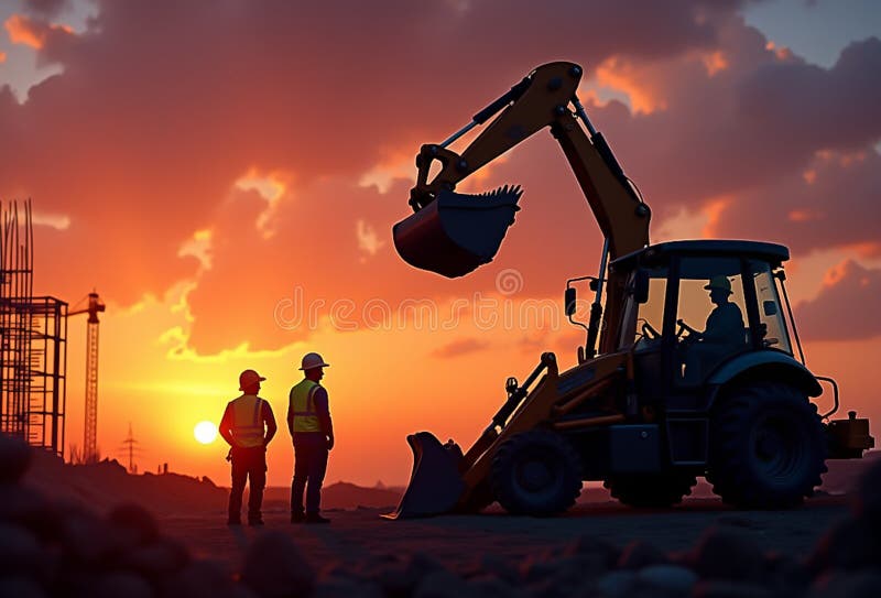 Workers Observing Excavator Stock Illustrations – 16 Workers Observing ...