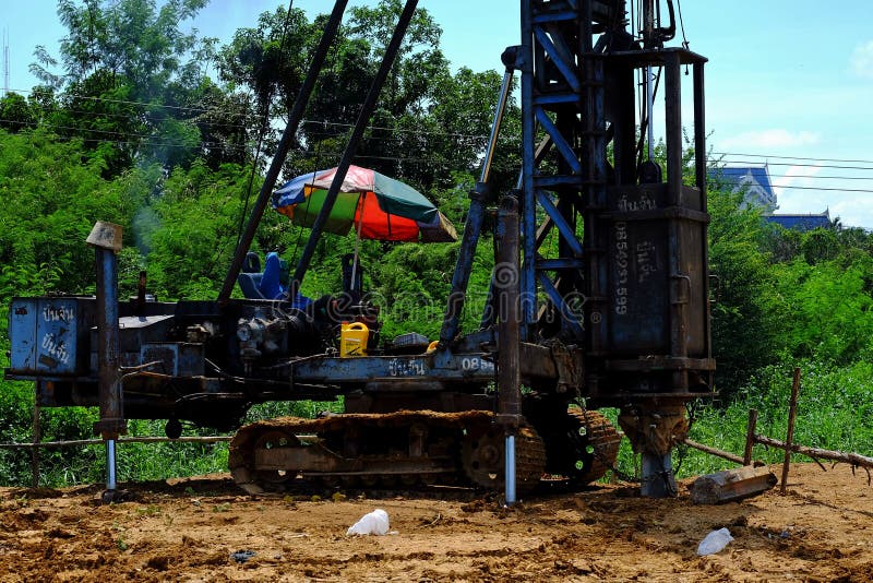 Pile Driver Puts Down Metal Pilings in Preparation for New Build Stock ...