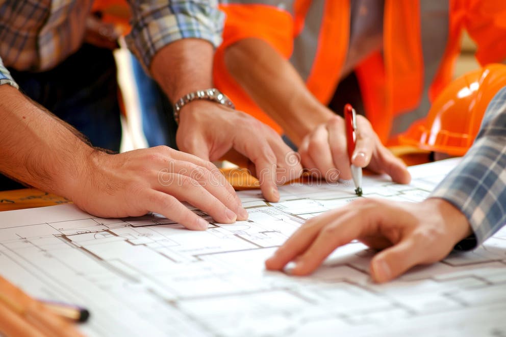 Construction Workers Planning Stock Illustration - Illustration of team ...