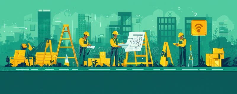 Construction Workers Planning a Modern City Infrastructure Project ...