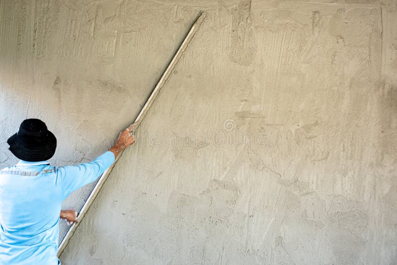Construction Workers are Plastering To Build Walls, Construction Under ...