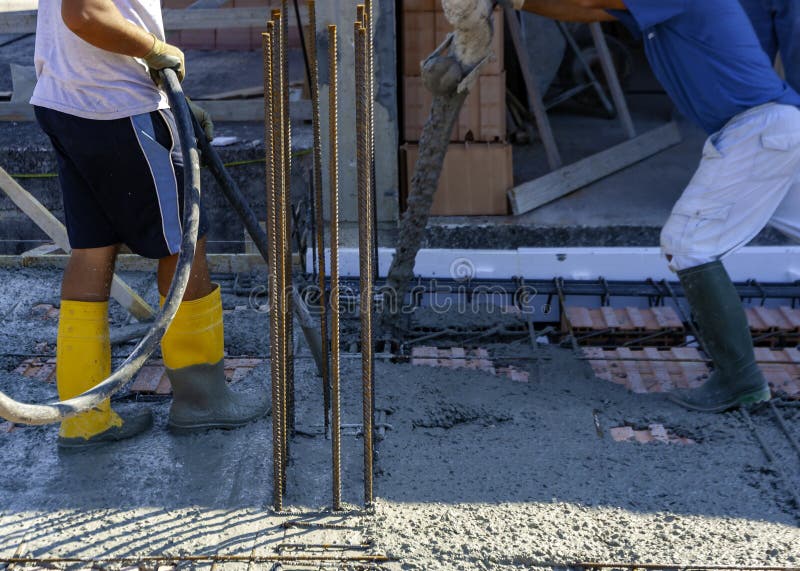 Concrete Mixer with Pumps for Concrete Casting Stock Image - Image of ...