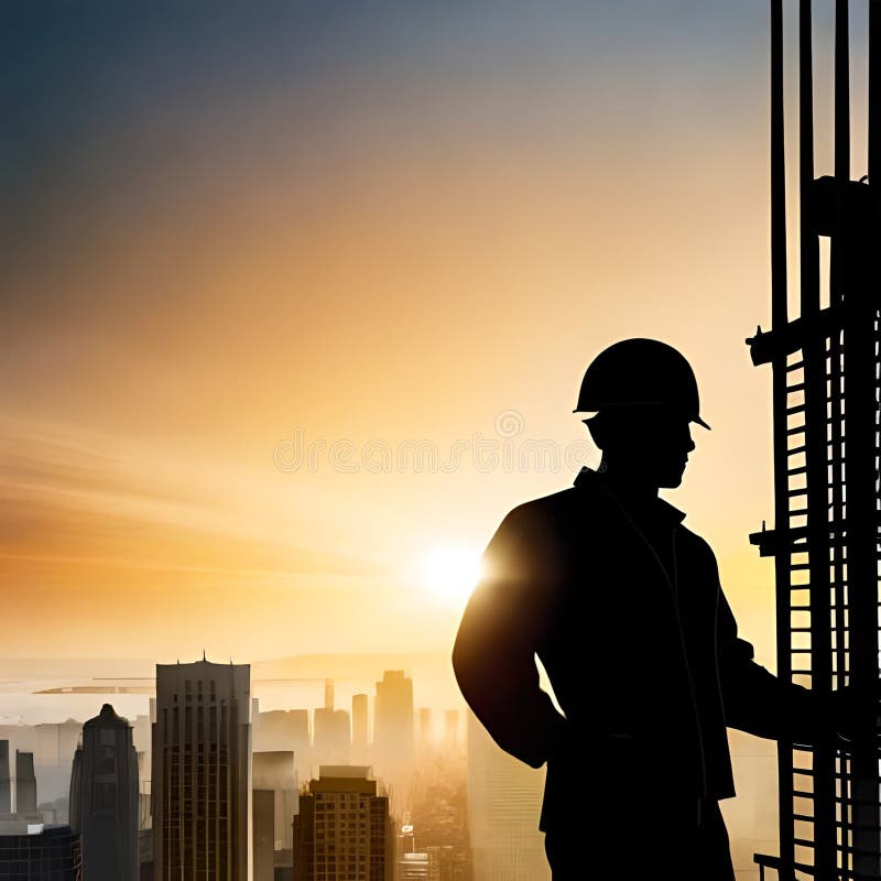 Construction Workers and Projects with Silhouettes and Dark Objects at ...