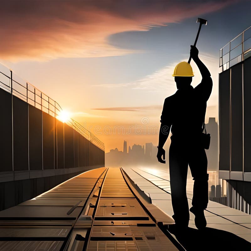 Construction Workers and Projects with Silhouettes and Dark Objects at ...