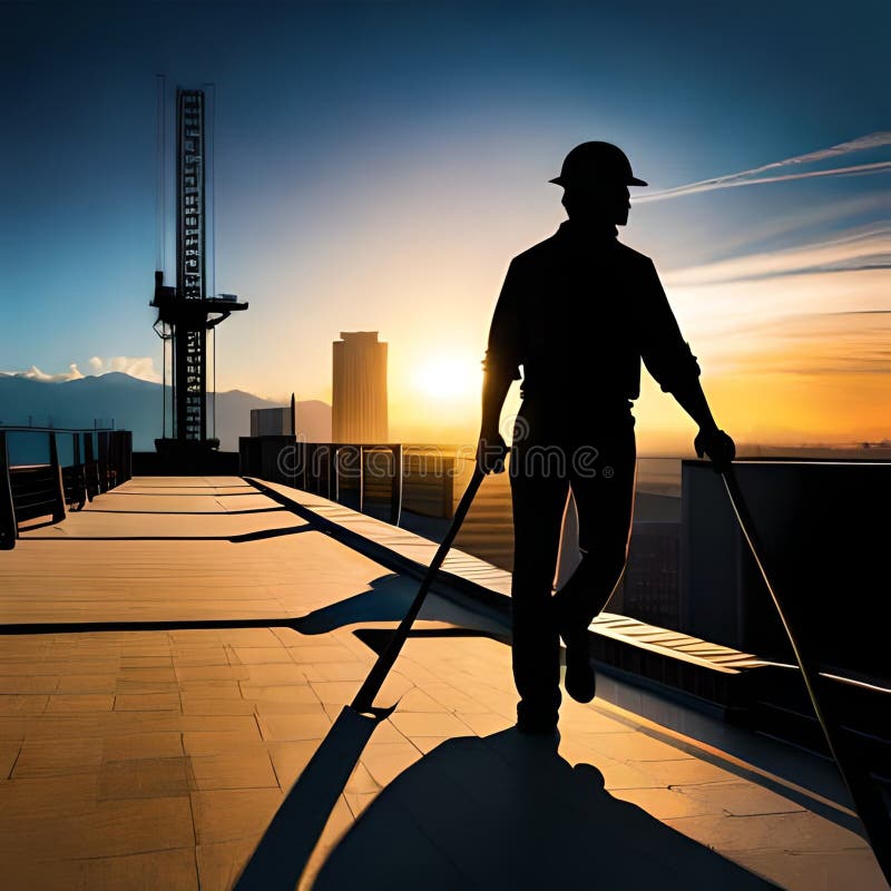 Construction Workers and Projects with Silhouettes and Dark Objects at ...