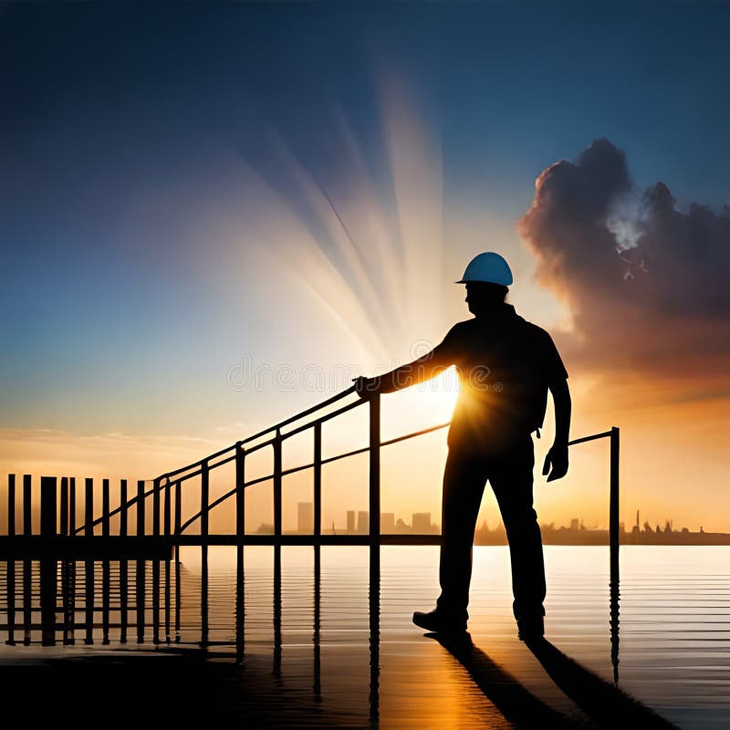 Construction Workers and Projects with Silhouettes and Dark Objects at ...