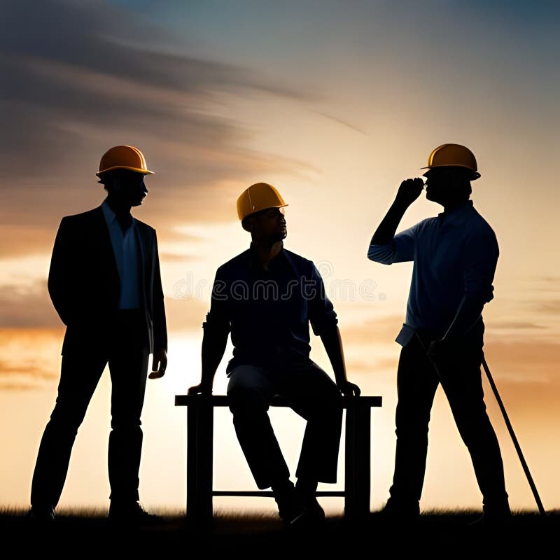 Construction Workers and Projects with Silhouettes and Dark Objects at ...