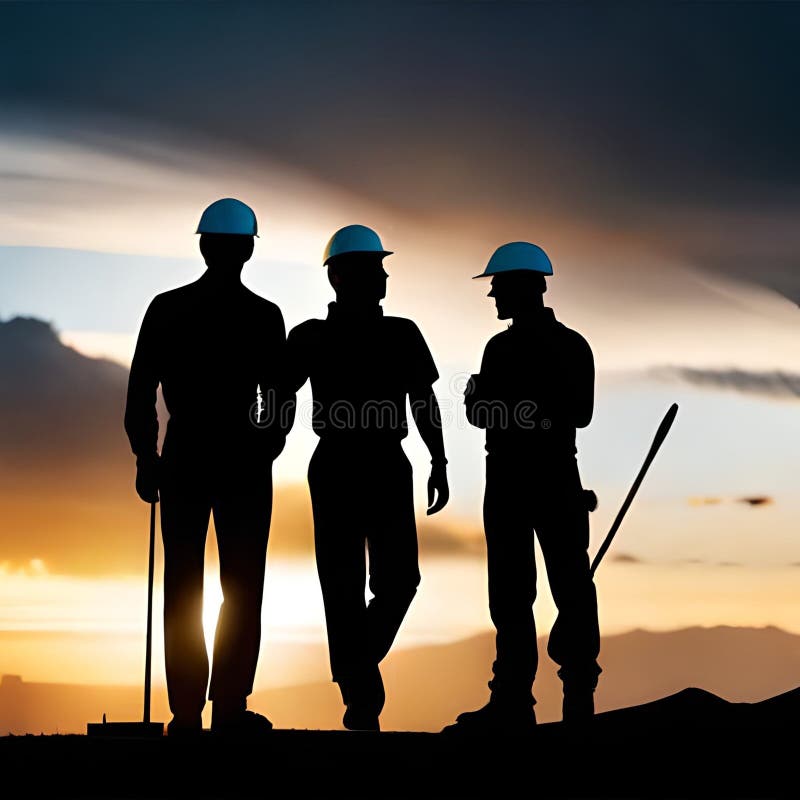 Construction Workers and Projects with Silhouettes and Dark Objects at ...