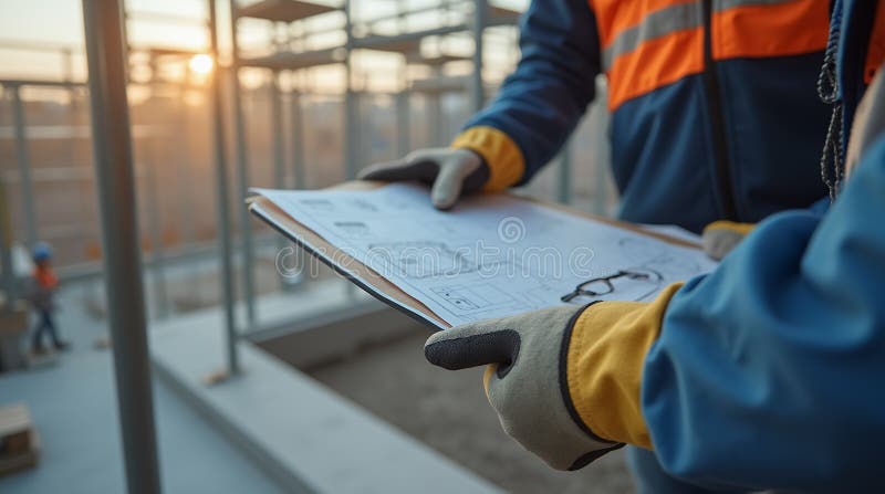Construction Blueprint Review Stock Illustration - Illustration of ...