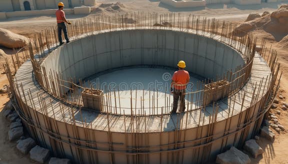 Construction Workers Set Up Formwork for Concrete Pouring ...