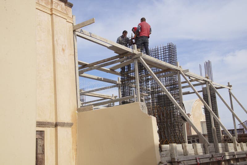 Construction Workers Setting Rebar for a Building Editorial Image ...