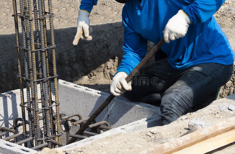 Construction Workers are Setting Steel Reinforcement Bar at ...