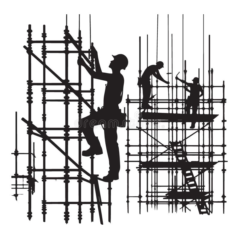 Silhouette Scaffolding Construction Building Stock Illustrations ...