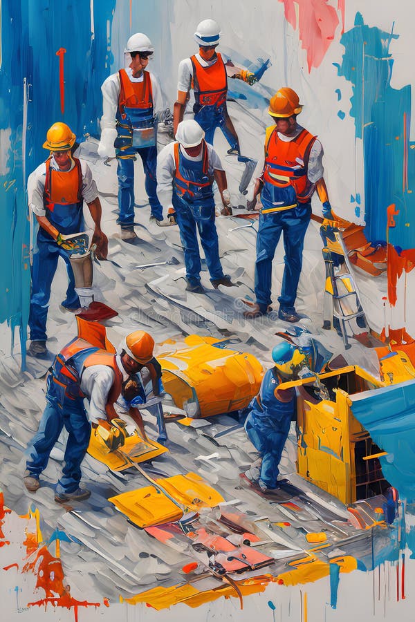 Construction Workers on a Construction Site. Wear PPE for Safety and To Avoid Accidents Stock ...