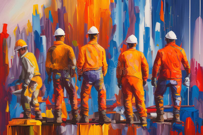 Construction Workers on a Construction Site. Stock Vector ...