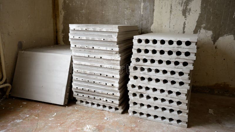 Construction Workers Stacking Concrete Panels Stock Image - Image of ...