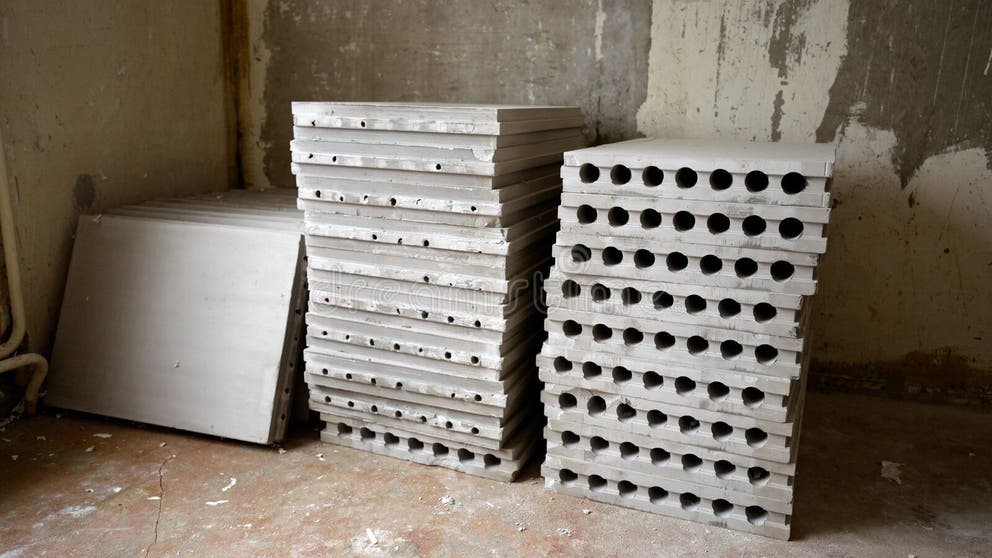 Construction Workers Stacking Concrete Panels Stock Image - Image of ...