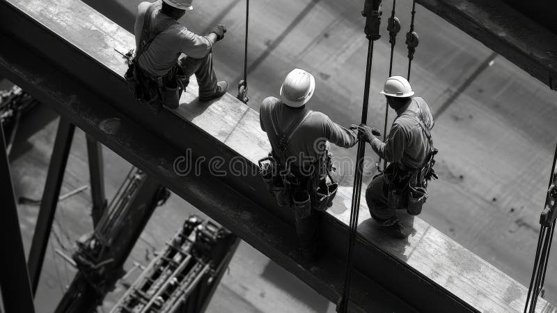 Construction Workers on a Steel Beam Stock Illustration - Illustration ...
