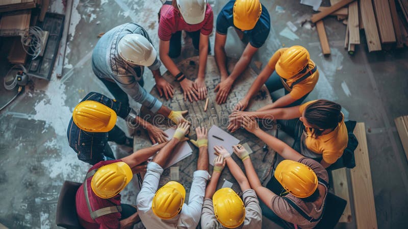 Construction Workers Teamwork and Unity Stock Illustration ...