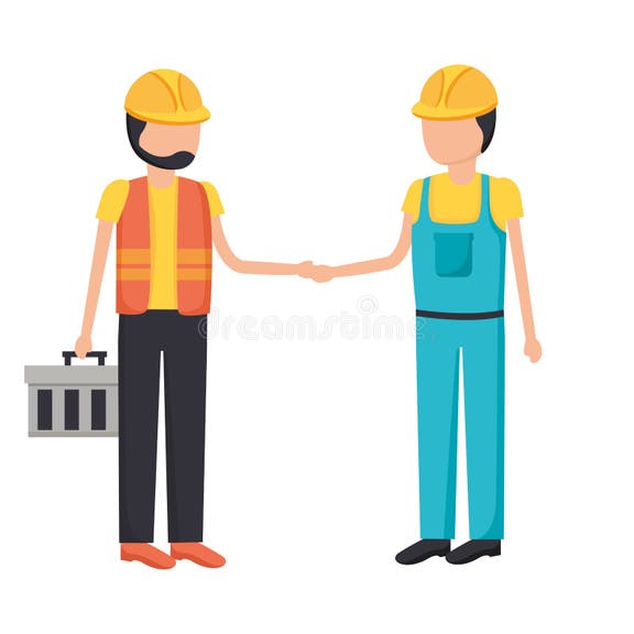 Construction Workers with Toolkit Stock Illustration - Illustration of ...