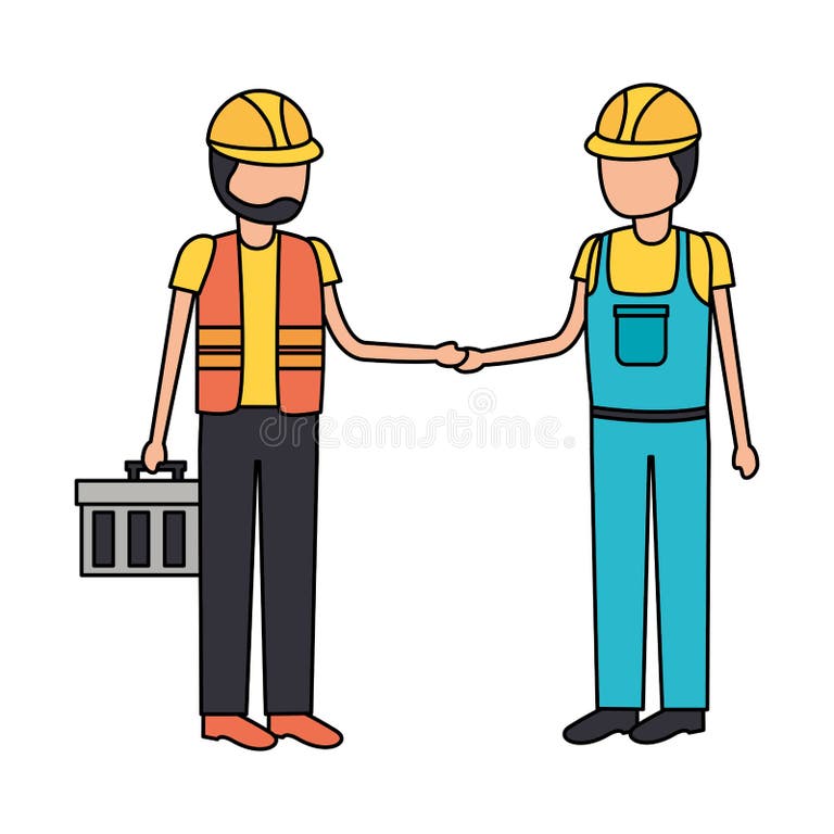 Construction Workers with Toolkit Stock Illustration - Illustration of ...