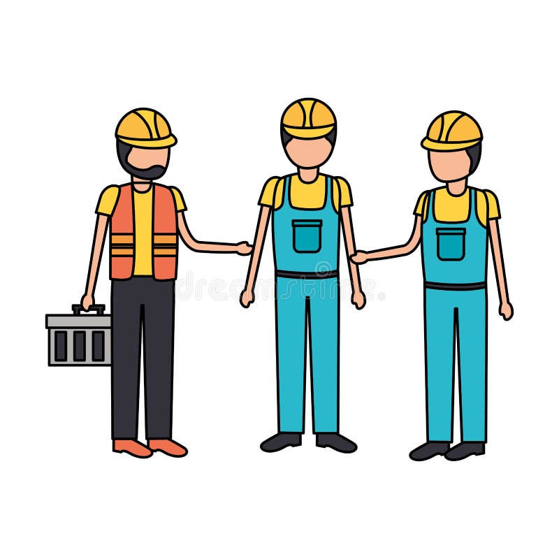 Construction Workers with Toolkit Stock Illustration - Illustration of ...