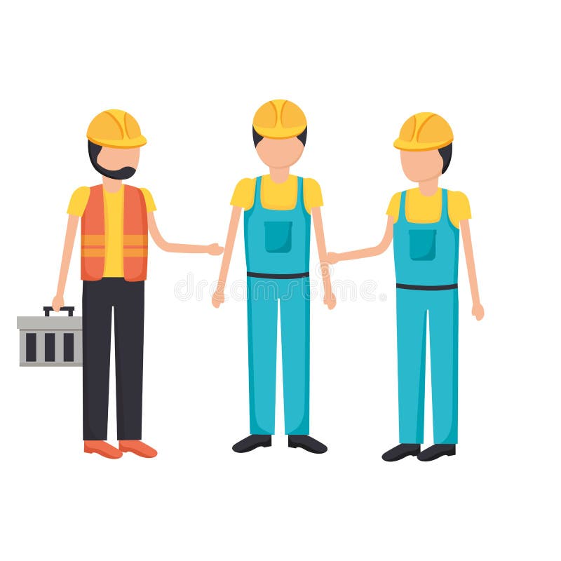Construction Workers with Toolkit Stock Illustration - Illustration of ...