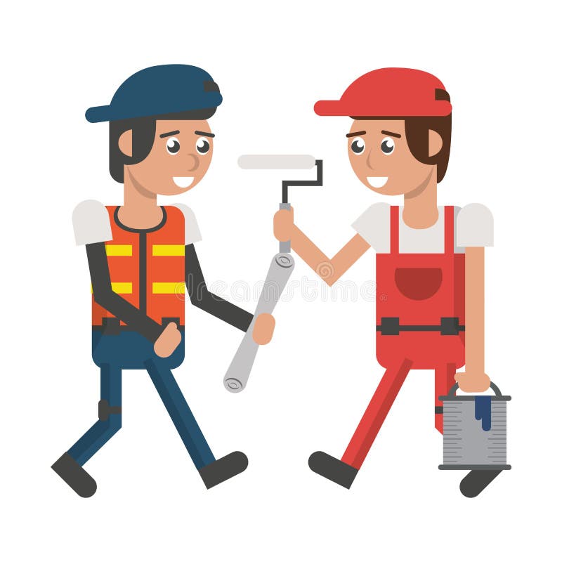 Construction Workers with Tools Cartoons Stock Vector - Illustration of ...