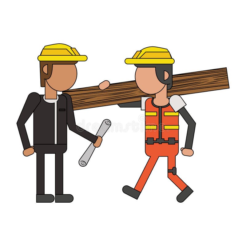 Construction Workers with Tools Cartoons Faceless Stock Vector ...