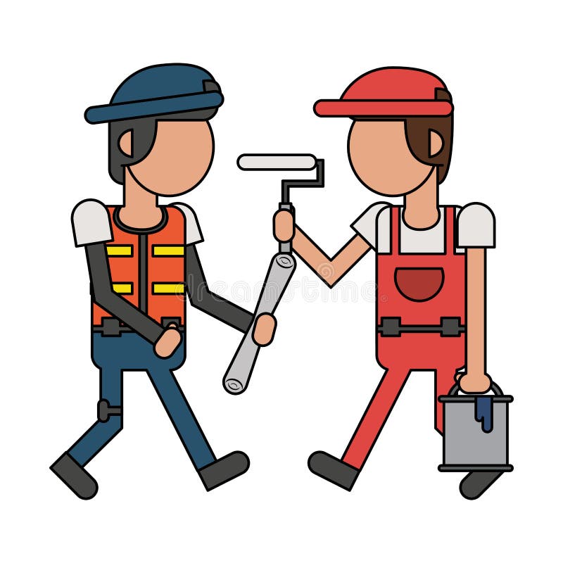Construction Workers with Tools Cartoons Faceless Stock Vector ...