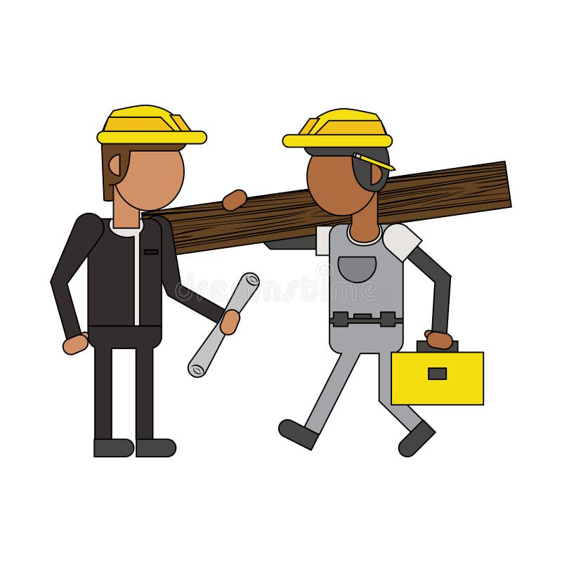Construction Workers with Tools Cartoons Faceless Stock Vector ...
