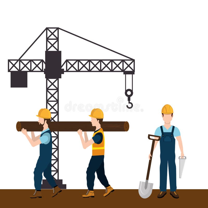 Construction Workers with Under Construction Icons Stock Vector ...
