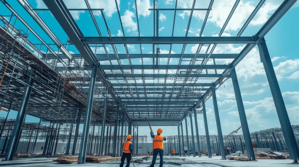 Construction Workers Under Steel Framework of Building Stock ...