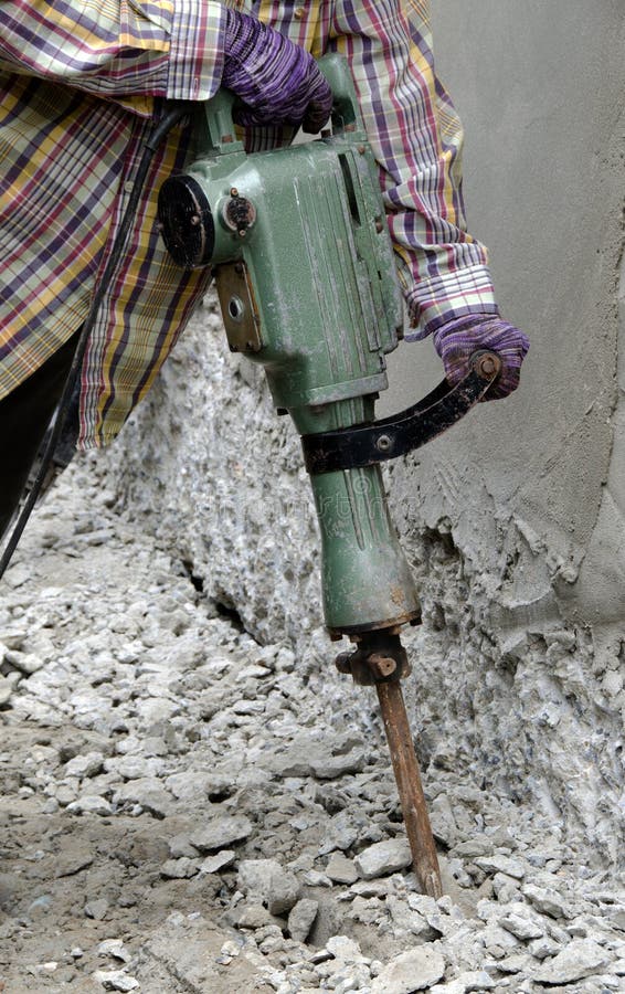 Construction Workers are Using a Mortar Drill. Stock Image - Image of ...