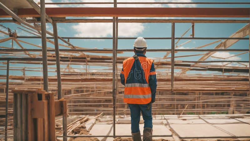 Construction Workers Wearing Safety Gear are on the Building.a ...