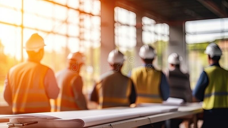 Construction Workers Wearing Uniforms at Site Stock Illustration ...