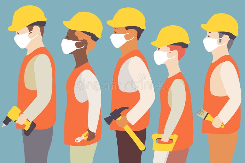 Construction Worker Wearing Mask Stock Illustrations – 730 Construction ...