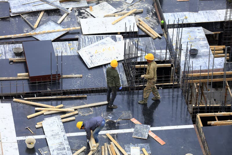 Construction Workers are at Work Editorial Stock Image - Image of ...