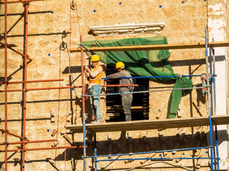 Construction Workers at Work. in Beirut, Lebanon Editorial Image ...