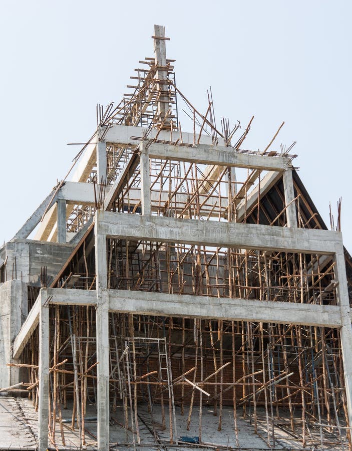Construction Workers Work on Framing a Building Stock Photo - Image of ...