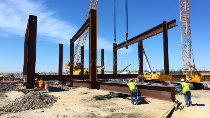 Construction Workers at Work on the Construction Site of a New ...